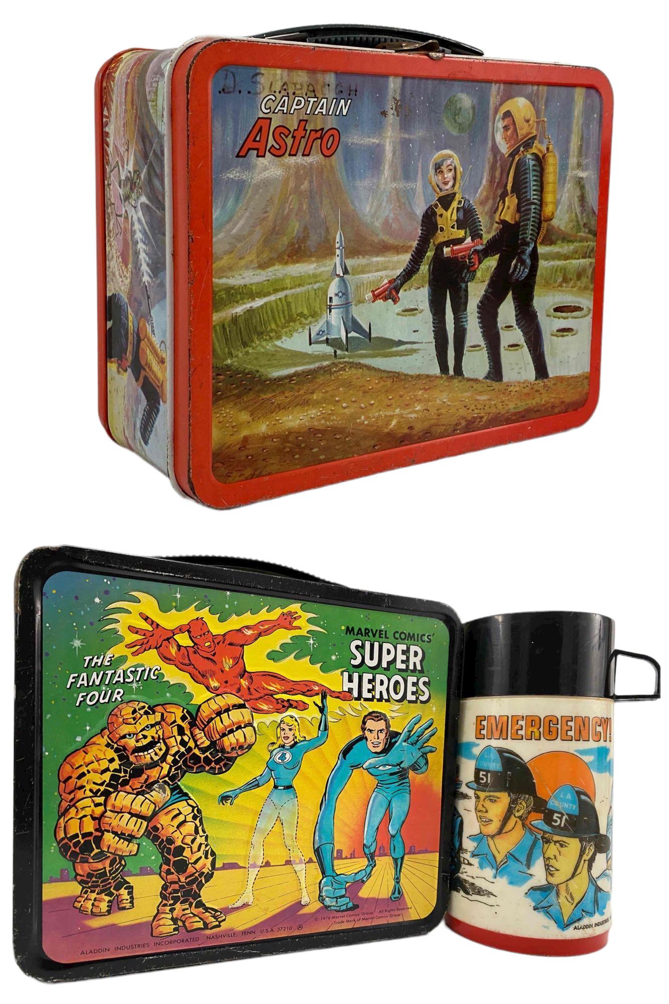 Vintage Marvel Comics Super Heroes And Captain Astro Lunch Boxes