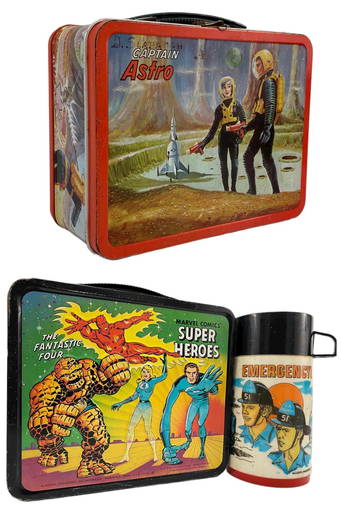 Vintage Marvel Comics Super Heroes And Captain Astro Lunch Boxes