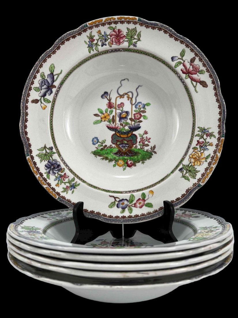 6 Copeland Spode Old Bow Ironstone Soup Bowls