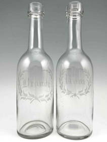 Collection of Four Rare Antique Label Under Glass Back Bar Bottles ...