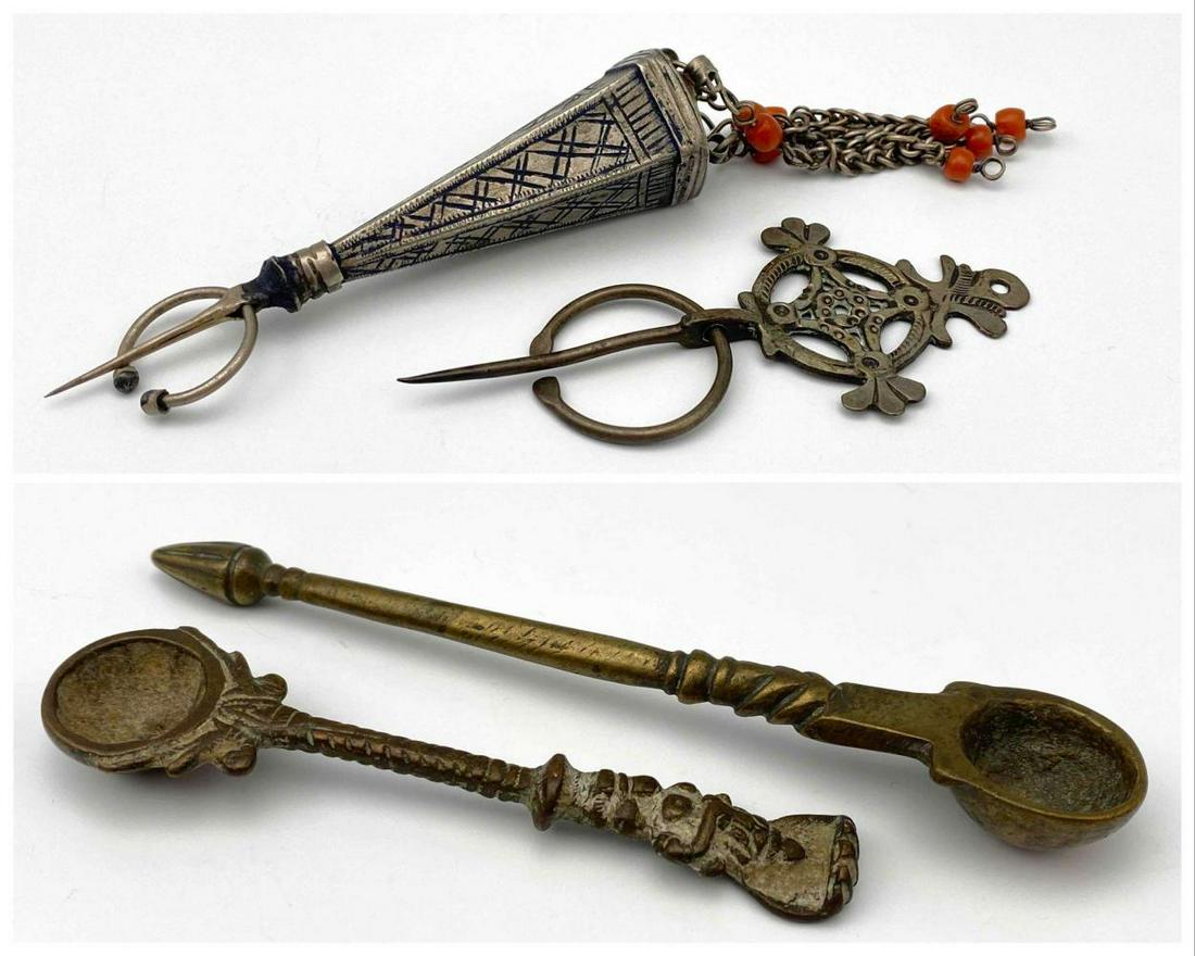 Antique Persian Fibula Cloak Pins & Hindu Pooja Spoons - Apr 02, 2023 ...