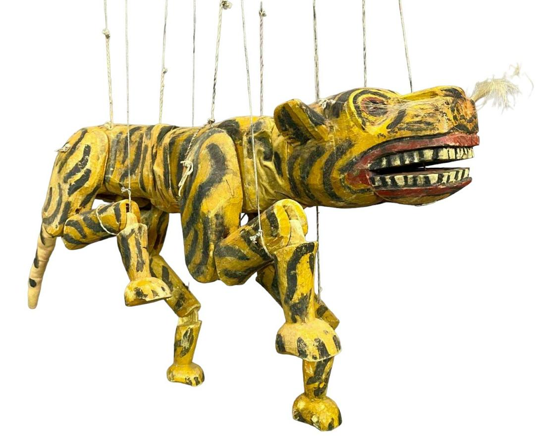 Southeast Asian Marionette Tiger Puppet With Glass Eyes And Horse Hair ...