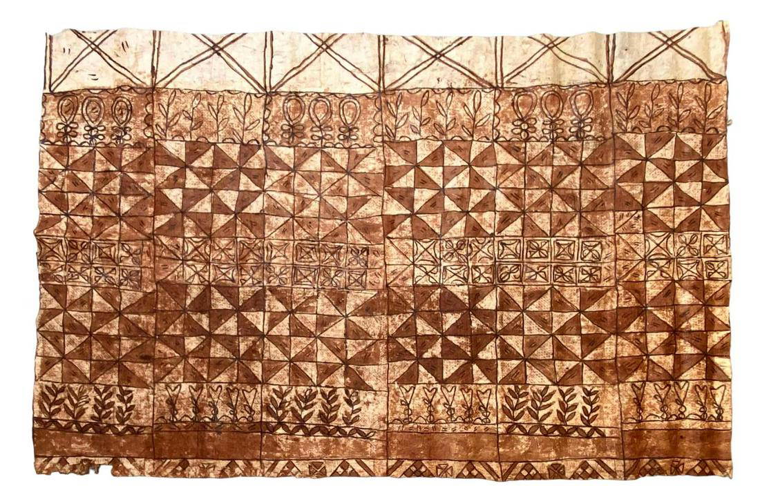 Large Tongan Tapa Cloth Panel Auction