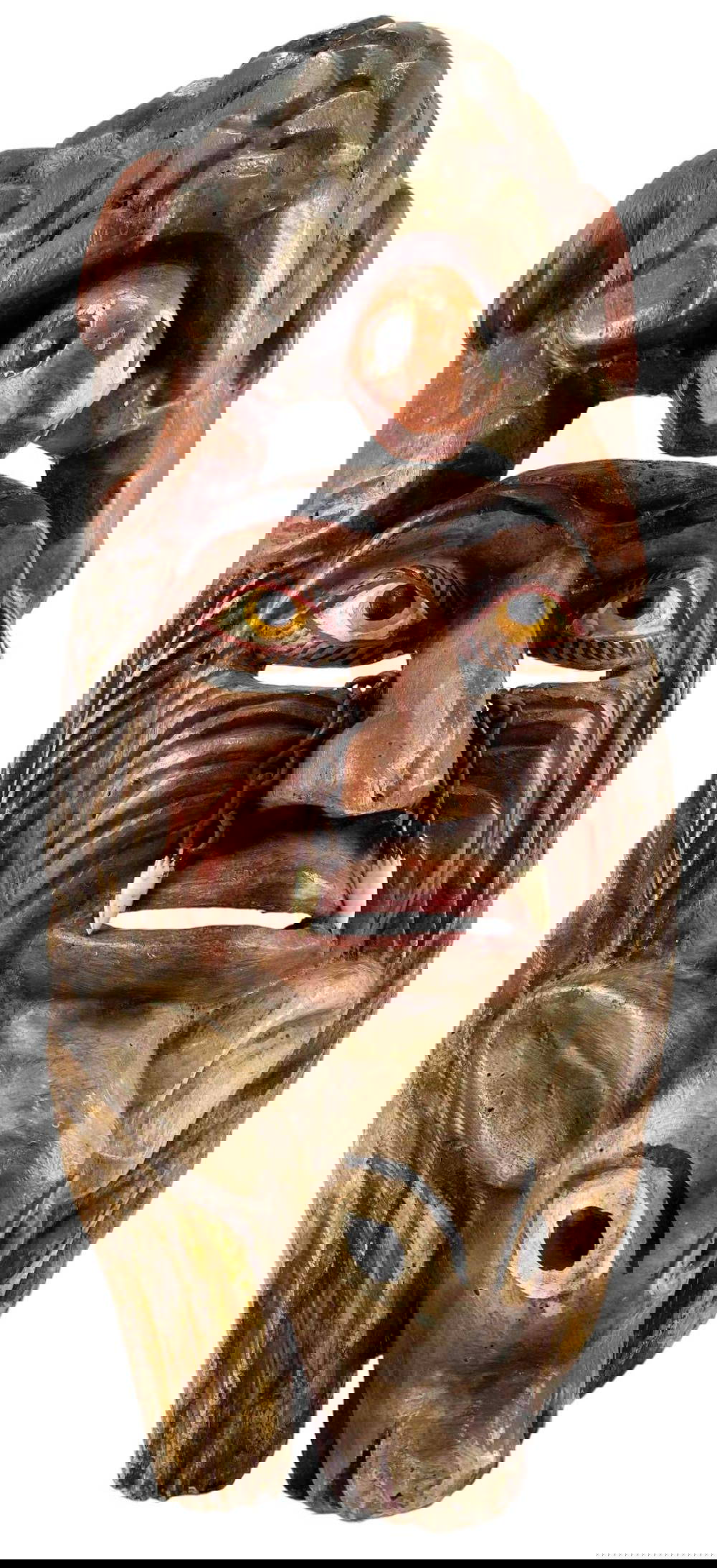 Mexican Painted Wood Mask With Deer & Turtle Auction