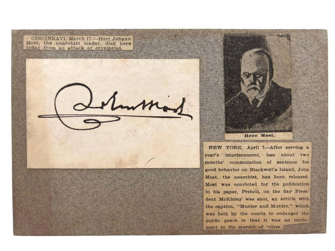 Johann Most, German-american Political Anarchist Autograph & Newspaper ...
