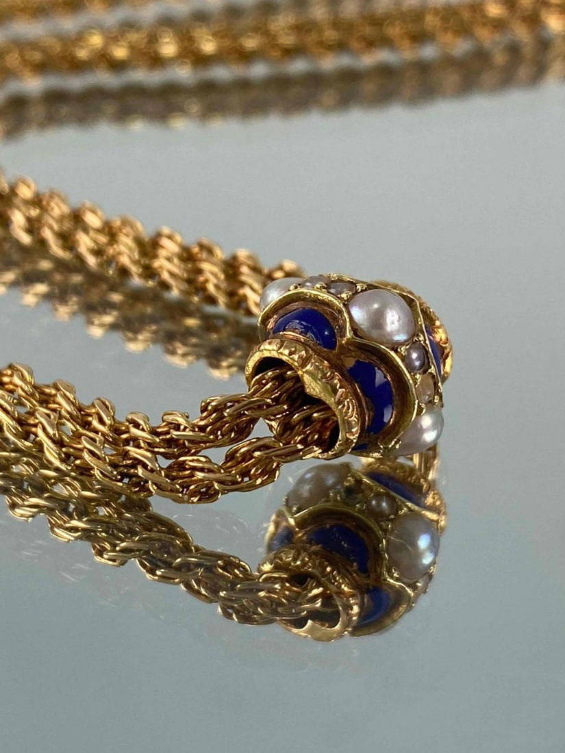 18k And14k Enamel And Pearl Necklace Auction
