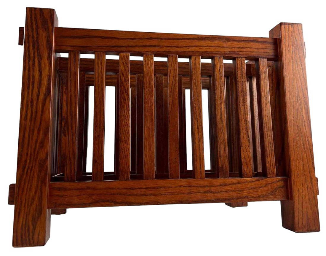 Arts And Crafts Mission Style Oak Magazine Rack, Manner Of Stickley Auction