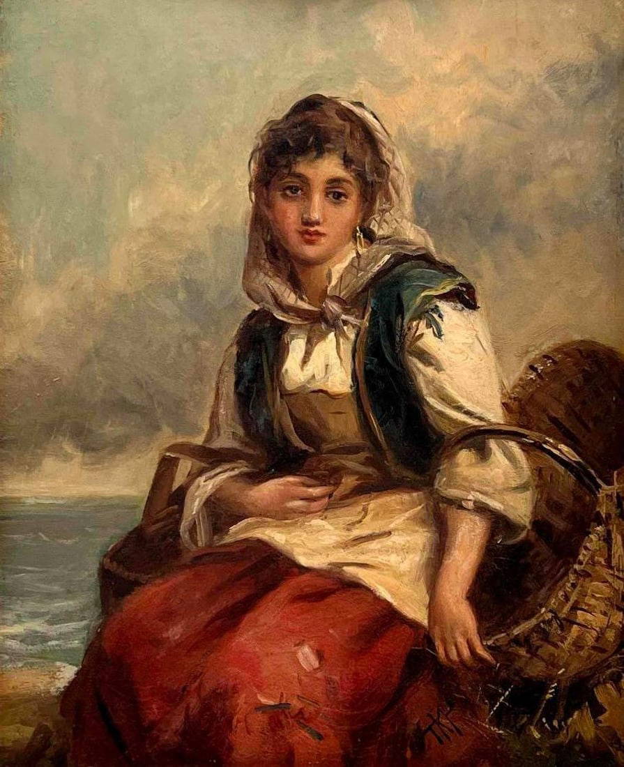 Thomas Kent Pelham (british, 1831-1907), Fisher Girl, Oil On Canvas Auction