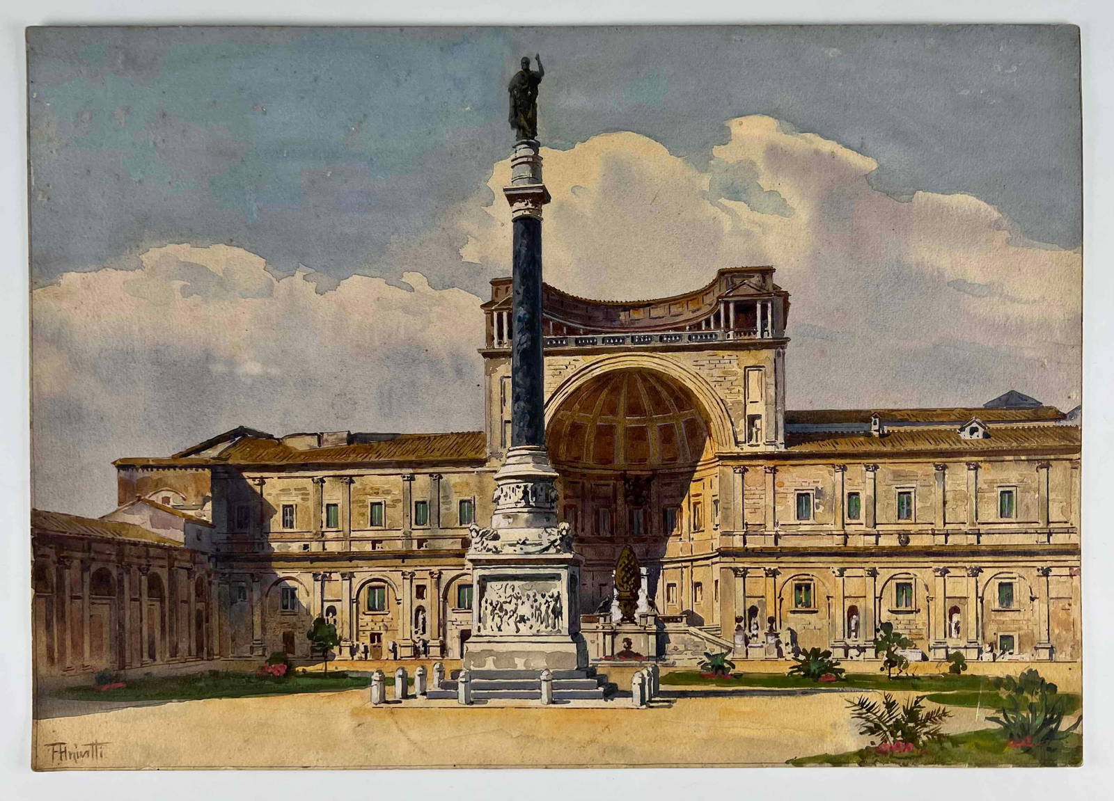 Filippo Anivitti (italian, 1876-1955) Vatican, Cortiledella Pigna ...