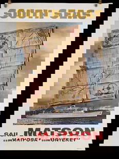 Matson Ss Mariposa South Seas Lithograph Travel Cruise Poster Auction