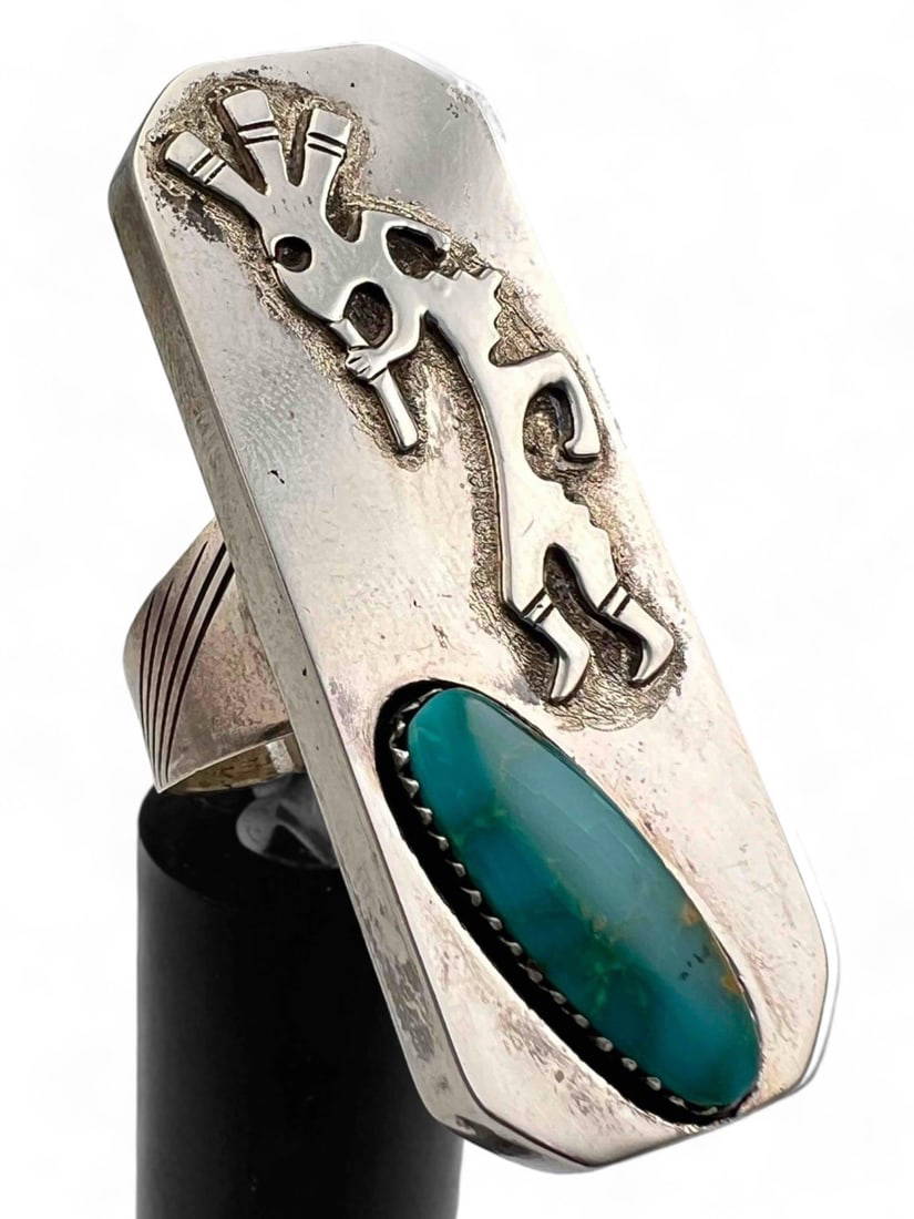 Native American Sterling Silver Turquoise Kokopelli Ring Auction