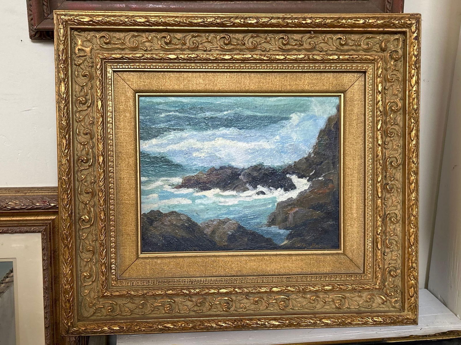 Helen Margaret Barker (california, 1917- 1998), Rocks & Sea, Carmel ...