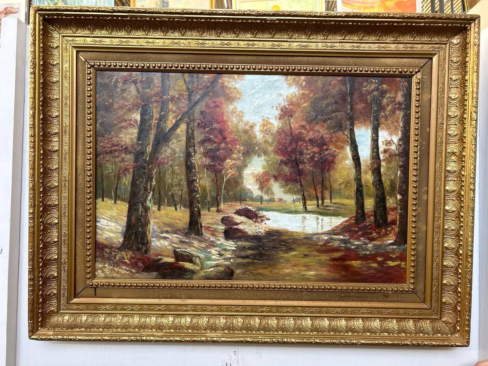 H.j. Petersen, (american, 20th C.) Autumn Landscape, Oil On Canvas Auction