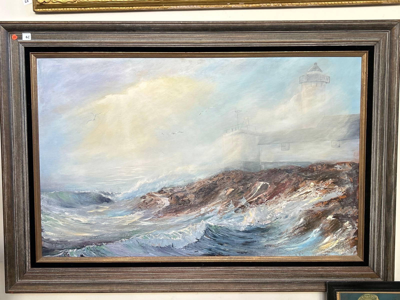 George Bleich, (california, 20th C.) Monterey Lighthouse Landscape, Oil ...