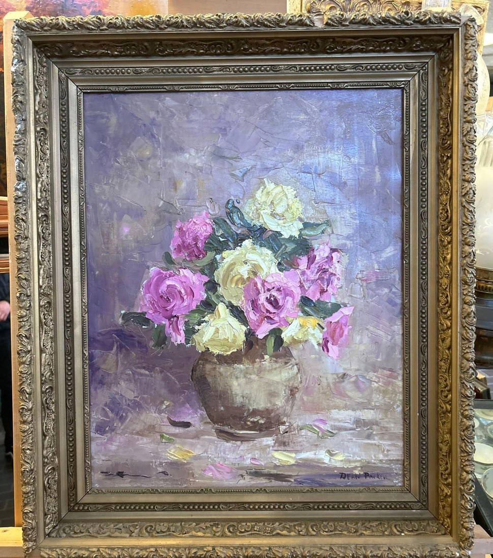 Dean Packer (american, B. 1933) Still Life With Pink & Yellow Roses ...