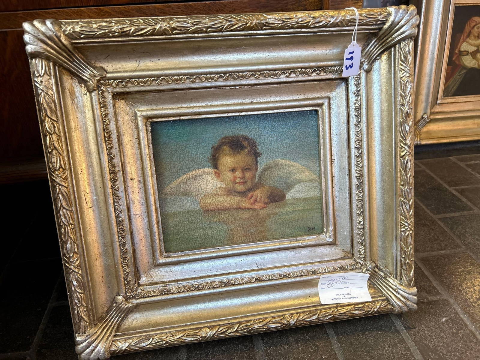 Smiling Cherub, Oil On Canvas, Signed Ph Auction