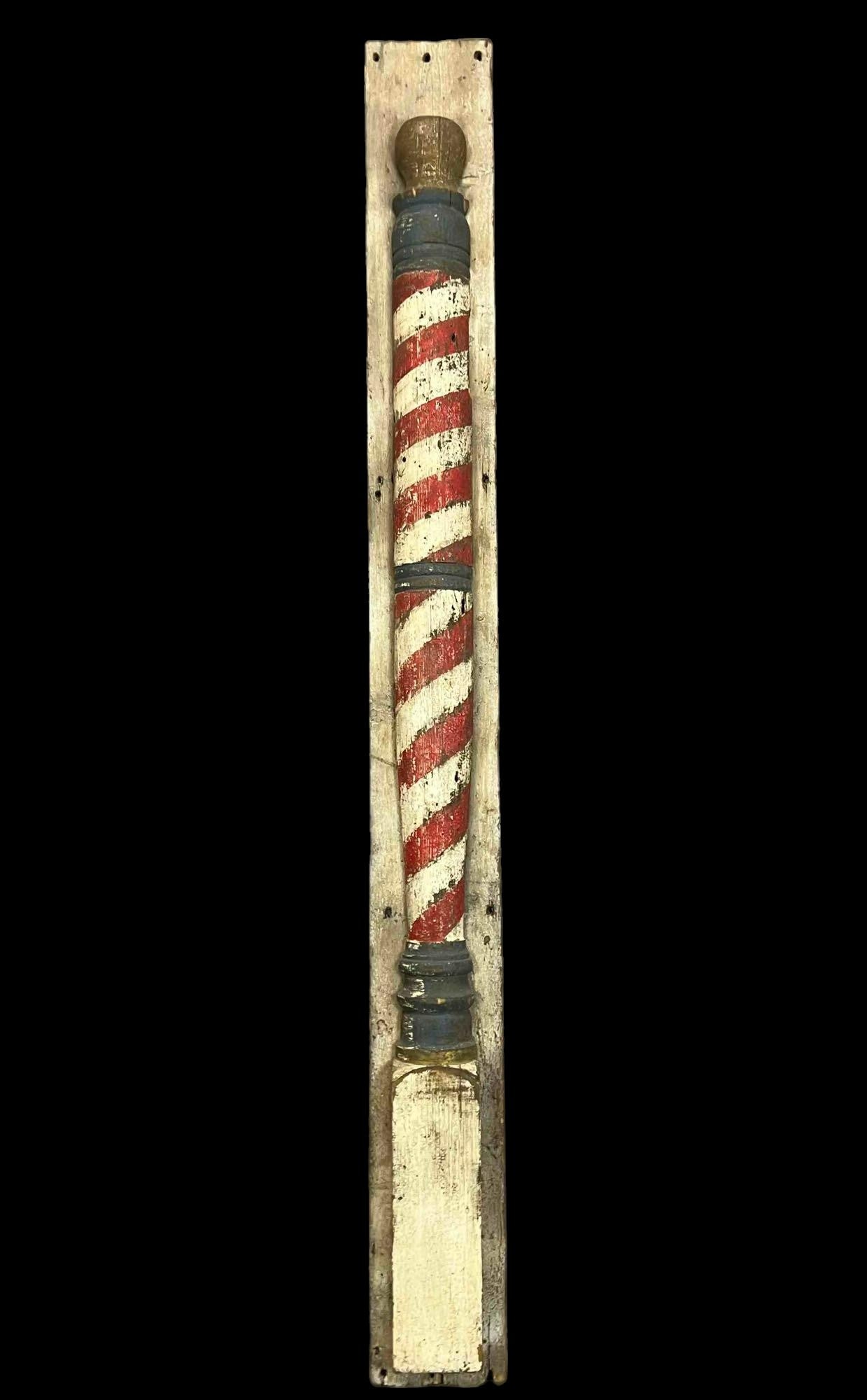 Ca. 1870 American Primitive Barber Pole With Original Paint Auction