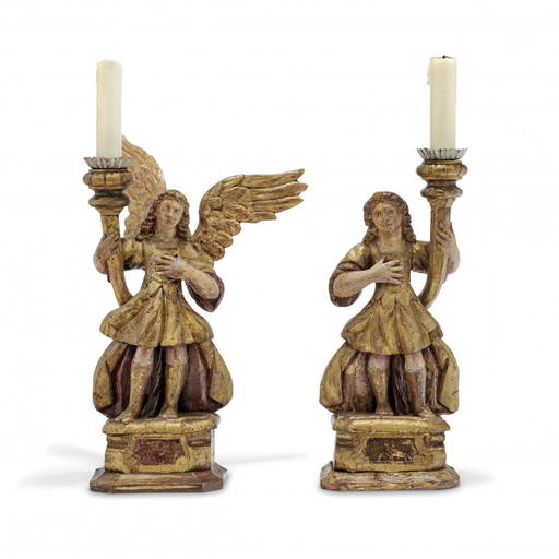 Pair Of Candle Holder Angels 18th Century