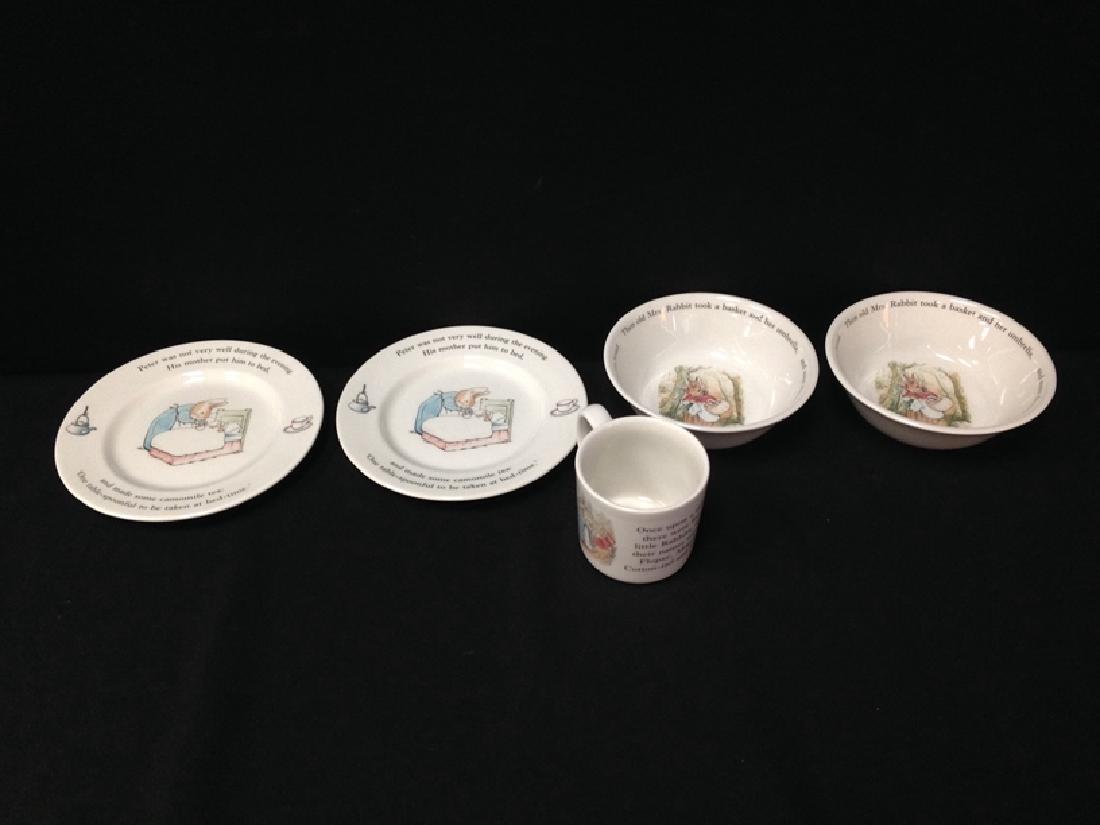 5 Pieces Childs 'peter Rabbit' Wedgwood Dishes.