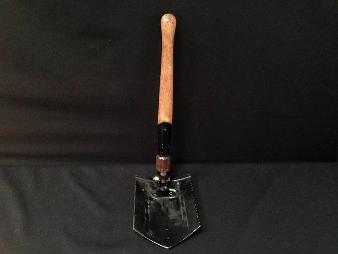 Vintage German Trench Shovel With Leather Frog.