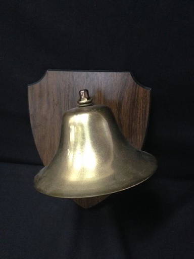 Vintage Brass Ships Bell On Wall Plaque.