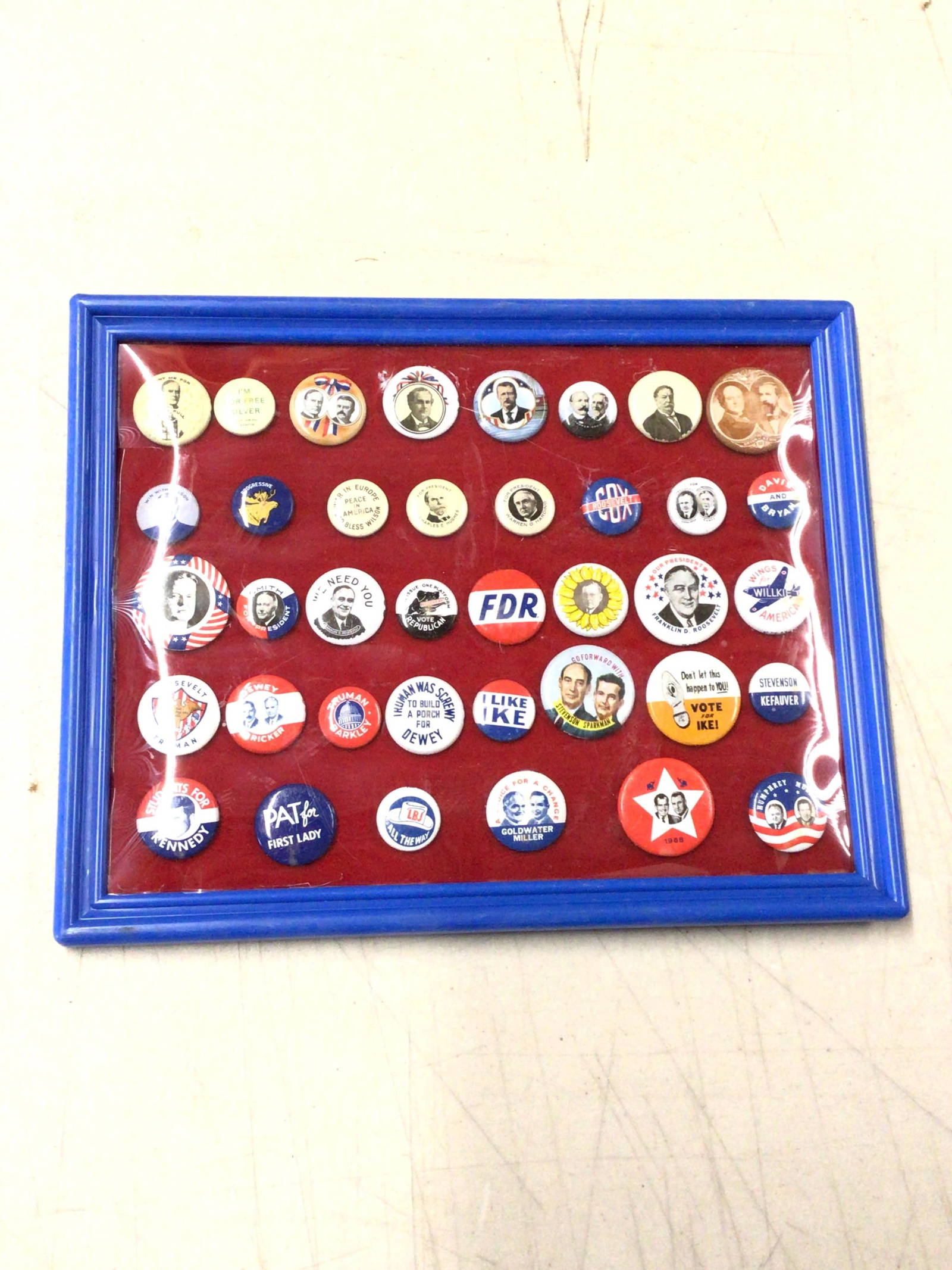 Political Buttons Tribute Framed Collection Auction