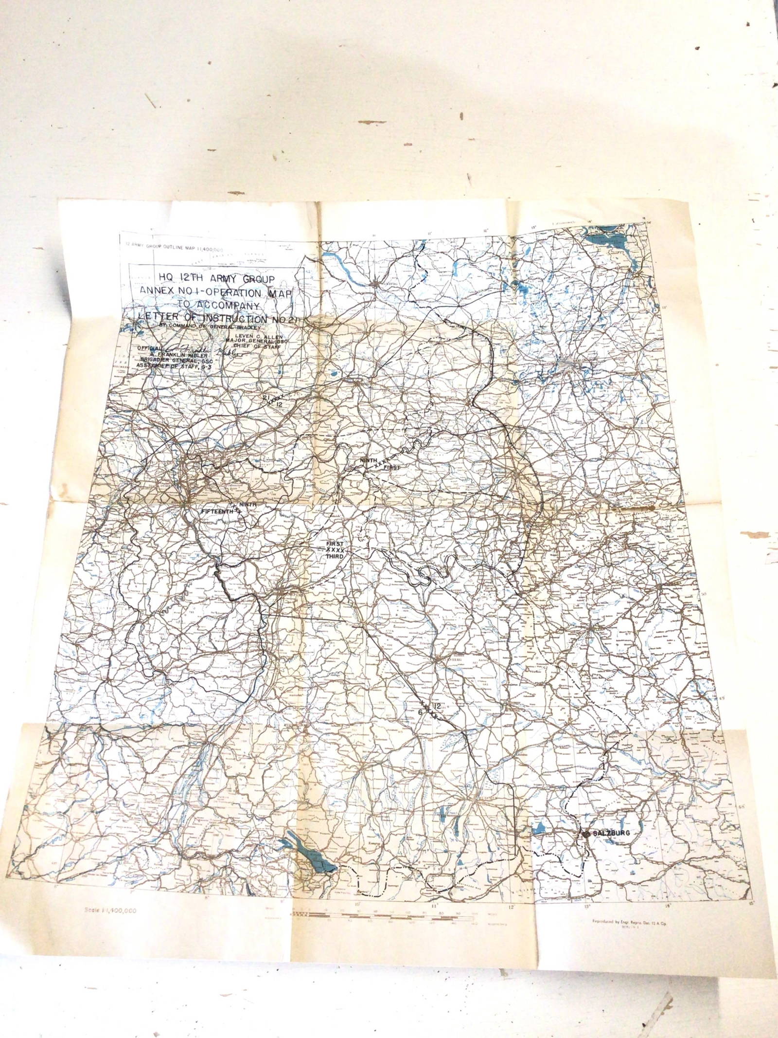 Hq 12th Army Group Annex No-1 Operation Map Ww2 Auction