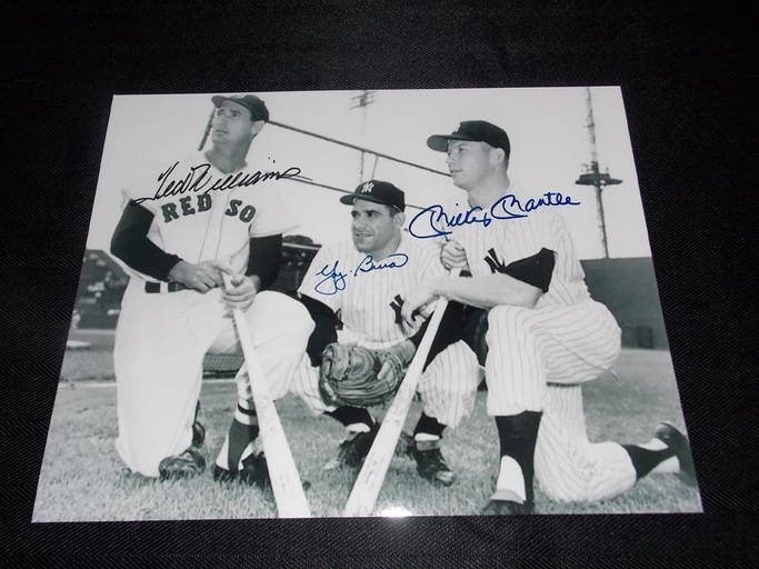 Yogi Berra, Ted Williams, Mickey Mantle, Autograph