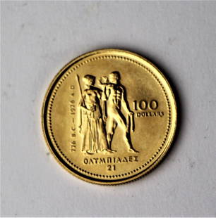 1976 Canadian Olympic $100 14k Gold Coin