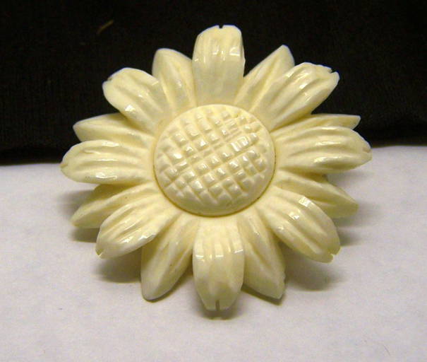 Vintage Carved Ivory Brooch Pin