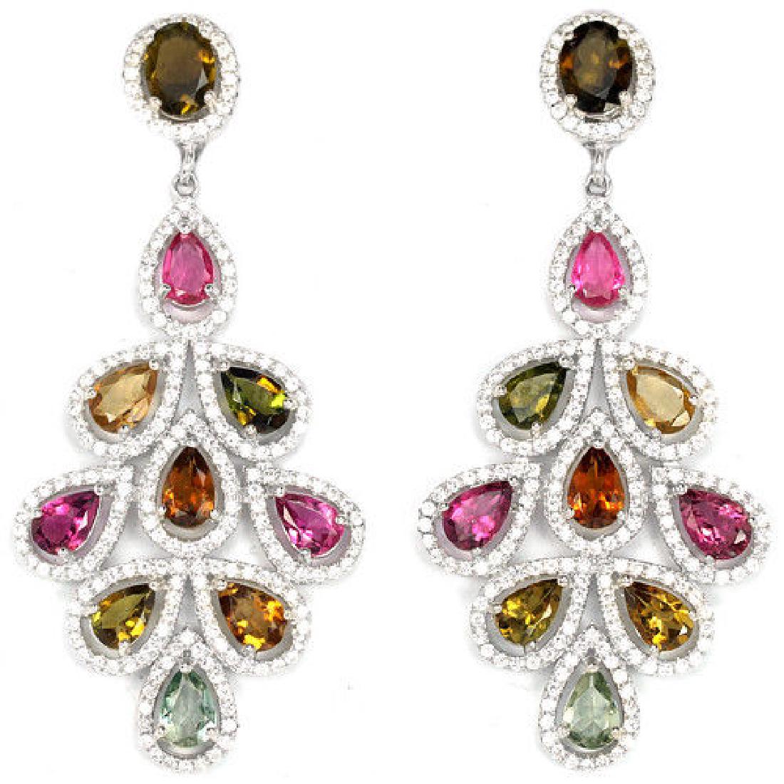 Natural Multi Color Tourmaline Earrings