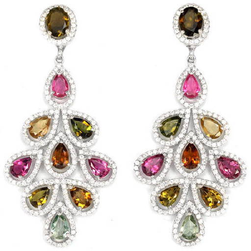 Natural Multi Color Tourmaline Earrings