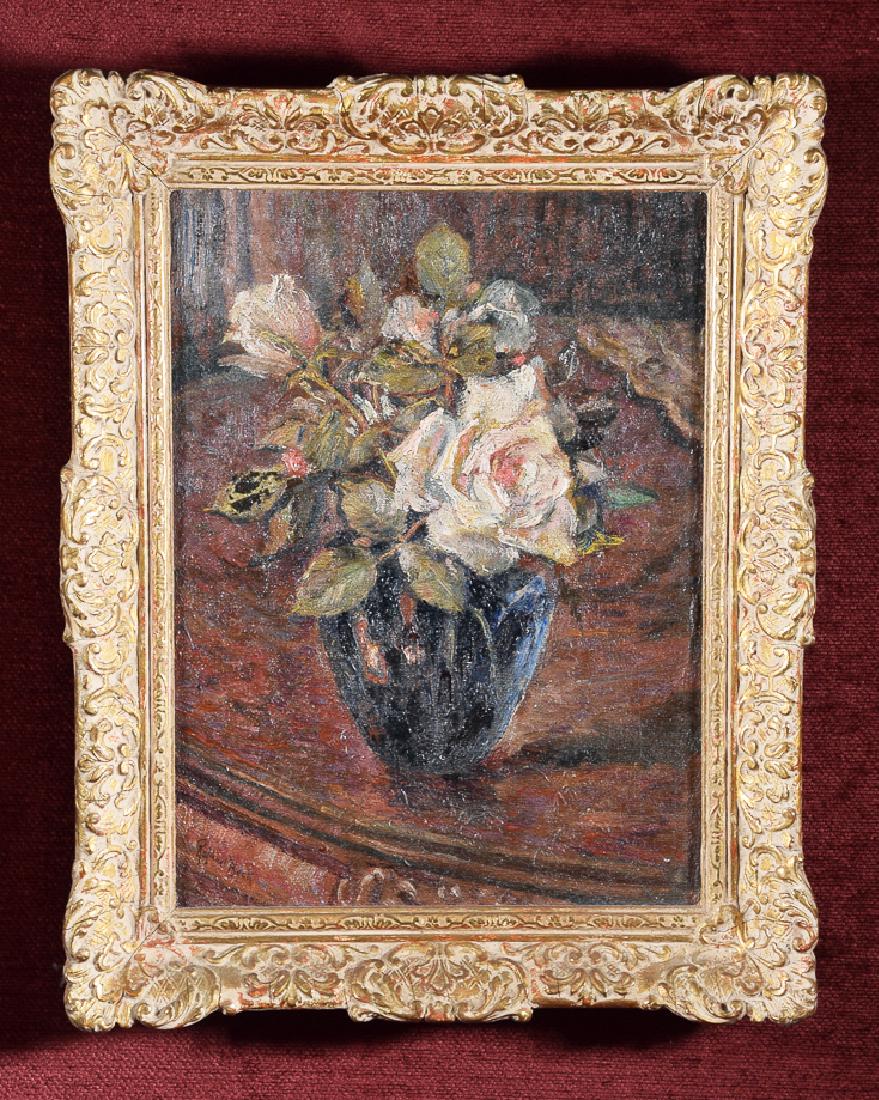Raphael Beck (1859 1947) Oil On Cardboard Pink Roses