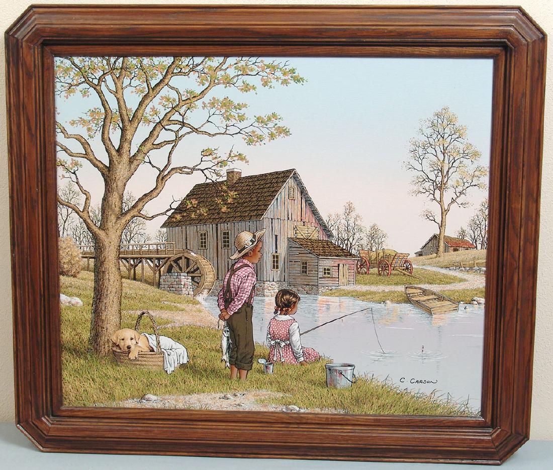 C. Carson Framed Serigraph on Canvas