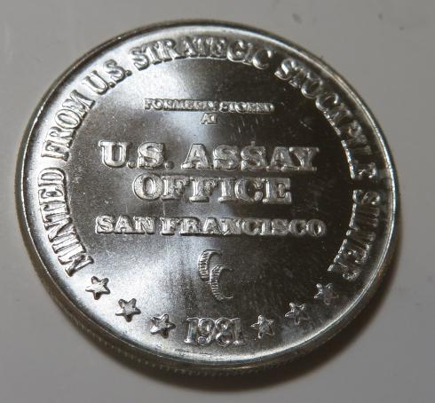 Rare 1981 Us Assay Office 1 Oz. Silver Round