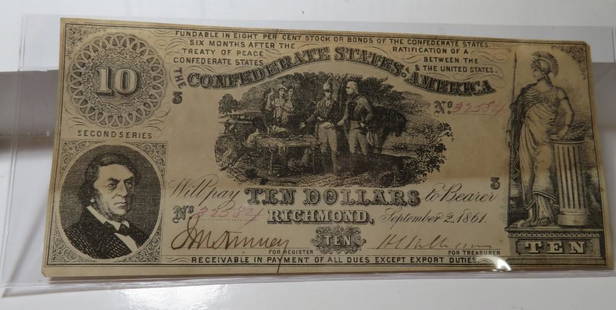$10 Confederate States Currency