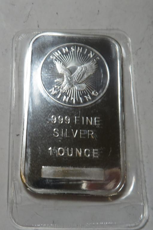 1 Oz Sunshine Silver Bar .999 Pure