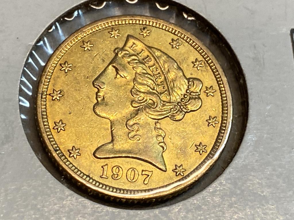 1907 $5 Gold Liberty Coin