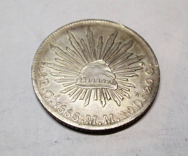 1888 Au Grade Mexican 8 Reales Silver Coin