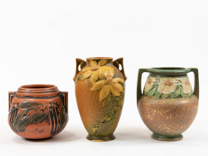 Roseville Vases Set Of Three