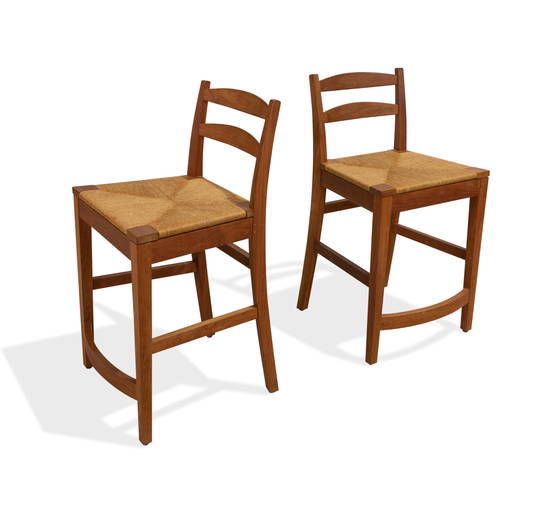 Thomas Moser Rush Seat Stools Pair