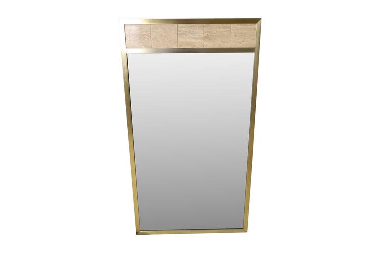 Brass And Travertine Mirror