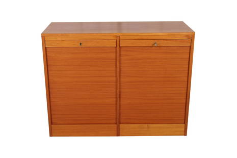 Danish Teak Tambour Double File Cabinet
