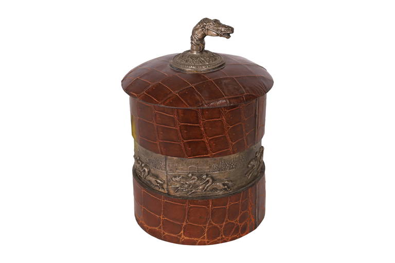 Alligator Hide And Silver Tobacco Jar