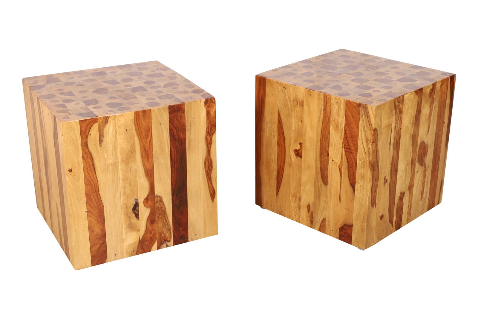 Bassett Teak Cube Tables - Pair Auction