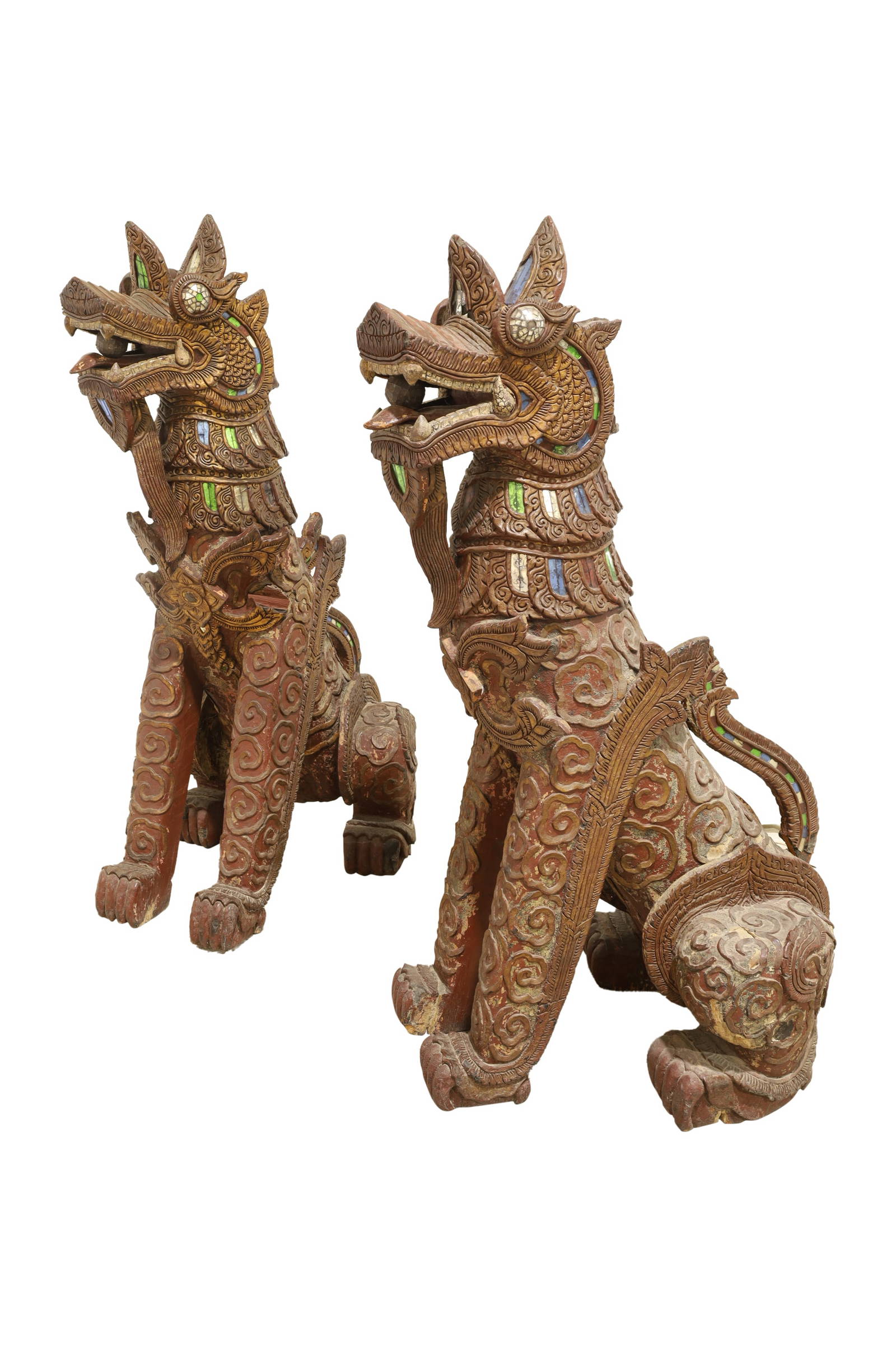 Burmese Temple Lions (chinthe) - Pair Auction