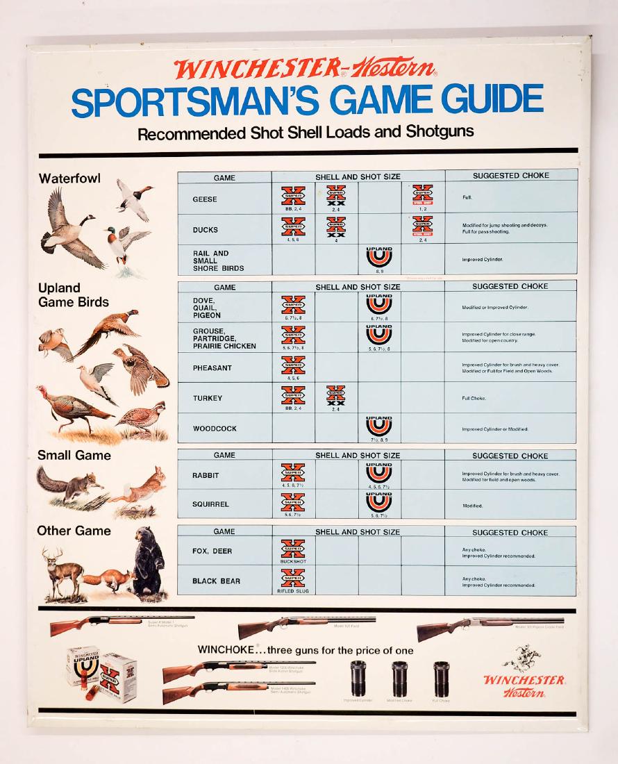 Vintage Winchester Western Sportsman's Guide Sign