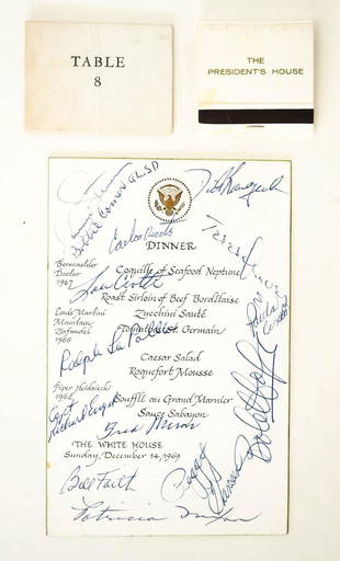 White House Dinner Menu Signed, Richard Nixon