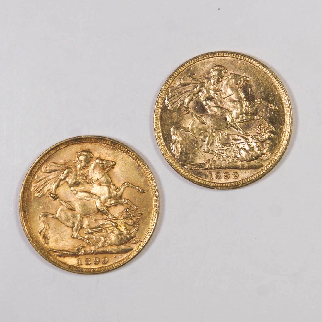 Two 1899 Great Britain Sovereign Gold Coins