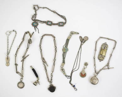 Hallmarked Sterling Silver Watch Fob (11") With A Name Plate.